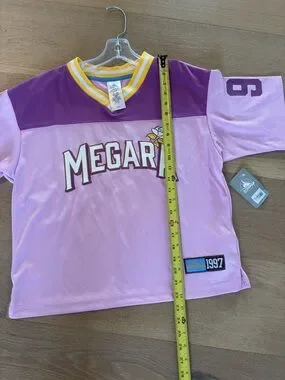 Disney | Tops | Walt Disney World Parks Megara Football Jersey Pink ...